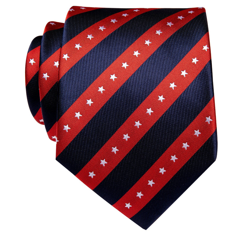 Classic Red Blue Star Striped Silk Necktie – YourTies