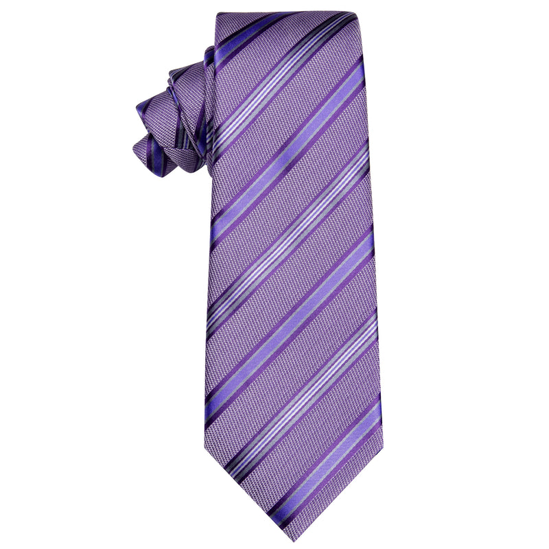 Lavender Purple Striped Silk Necktie with Golden Tie Clip – YourTies